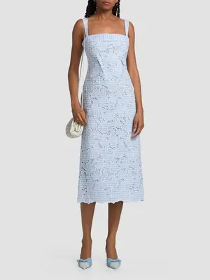 Simkhai Aubrey Embroidered Floral Gingham Midi-dress