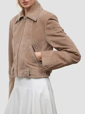 Staud Hugo Studded Suede Jacket
