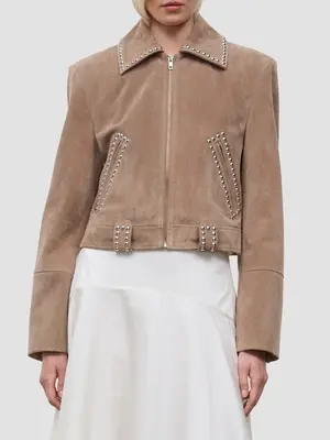 Staud Hugo Studded Suede Jacket