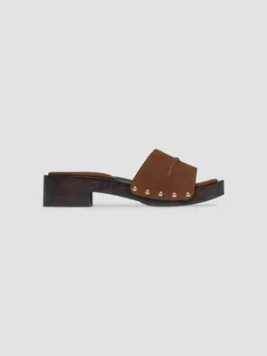 Bernardo Blyde Low Heel Clog Sandals - Saddle