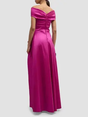 Rickie Freeman For Teri Jon Gazar Off-the-shoulder Sculpted Gown