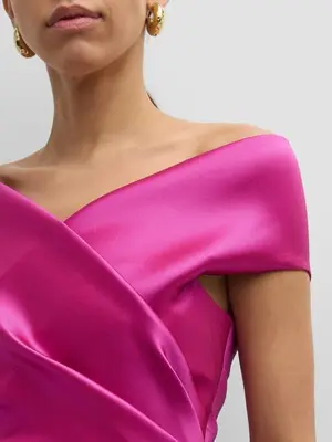 Rickie Freeman For Teri Jon Gazar Off-the-shoulder Sculpted Gown