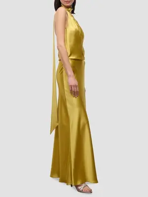 Staud Estelle Satin One-shoulder Maxi Dress - Citron