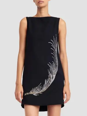 16Arlington Ayre Embellished Feather Minidress - Nero