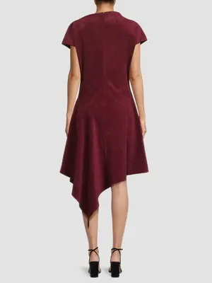 Natori Vegan Luxe Suede Asymmetric Drape Neck Dress