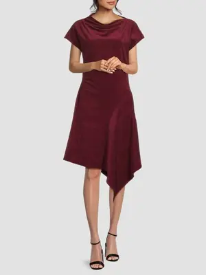 Natori Vegan Luxe Suede Asymmetric Drape Neck Dress