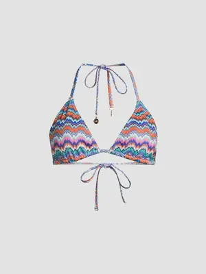 MILLY Barcelona Metallic Chevron Triangle Bikini Top - Blue Multi