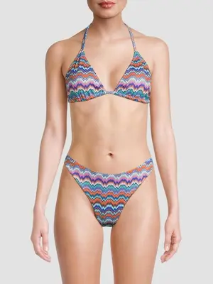 MILLY Barcelona Metallic Chevron Triangle Bikini Top