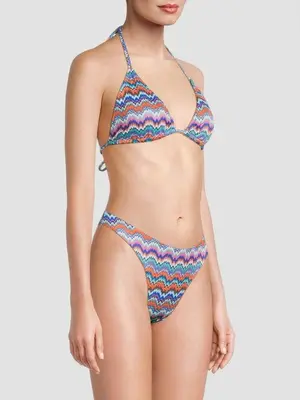 MILLY Barcelona Metallic Chevron Triangle Bikini Top