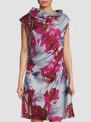 Natori Mira Asymmetric Funnel Neck Minidress