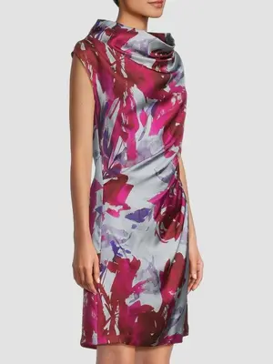 Natori Mira Asymmetric Funnel Neck Minidress