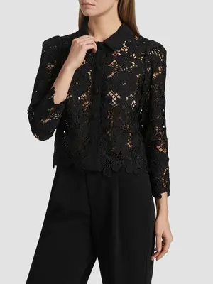 MILLY June Lace Button-front Shirt