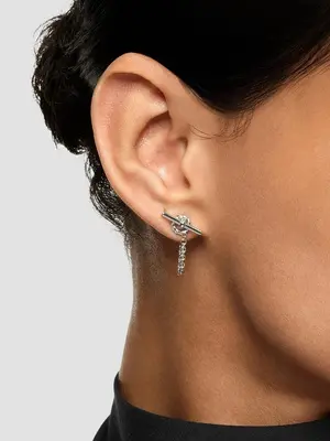 David Yurman Dy Mercer Petite Toggle Chain Stud Earrings In Sterling 38.2mm