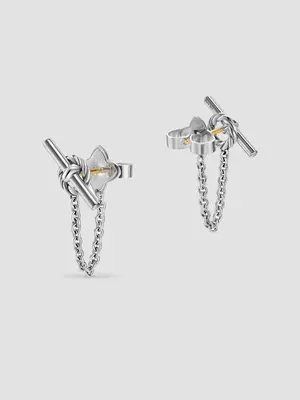 David Yurman Dy Mercer Petite Toggle Chain Stud Earrings In Sterling 38.2mm