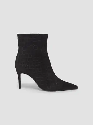Schutz Mary 85mm Croc-embossed Suede Ankle Boots - Black