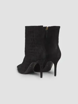 Schutz Mary 85mm Croc-embossed Suede Ankle Boots