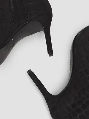 Schutz Mary 85mm Croc-embossed Suede Ankle Boots