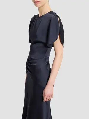 Victoria Beckham Bela Satin Ruched Midi Dress