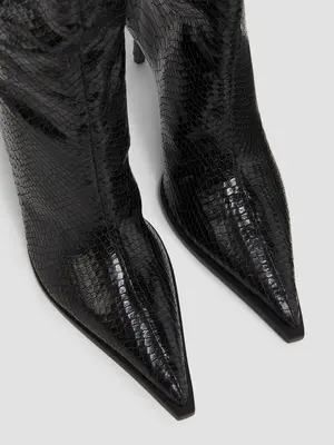Schutz Mary Up 80mm Snake-embossed Leather Boots