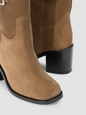 Staud Brooklyn 75mm Suede Ankle Boots - Husk
