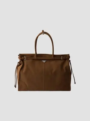 Prada Bonnie Nubuck Leather Tote Bag - Brown
