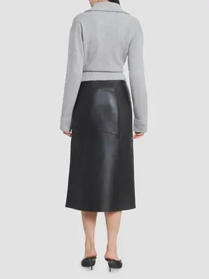 Victoria Beckham Zip-detail Leather Midi-skirt