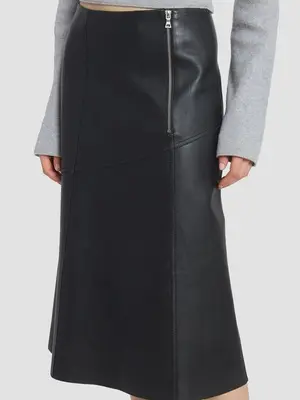 Victoria Beckham Zip-detail Leather Midi-skirt