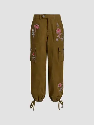 REBELETTE Zola Desert Rose Cargo Jogger Pants - Olive