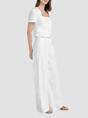 FAVORITE DAUGHTER The Miranda Pleated Linen-blend Wide-leg Pants