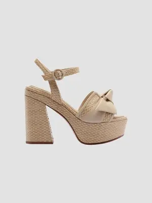 ALEXANDRE BIRMAN Maxi Clarita Flare 120mm Raffia & Leather Platform Sandals