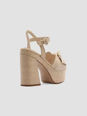 ALEXANDRE BIRMAN Maxi Clarita Flare 120mm Raffia & Leather Platform Sandals