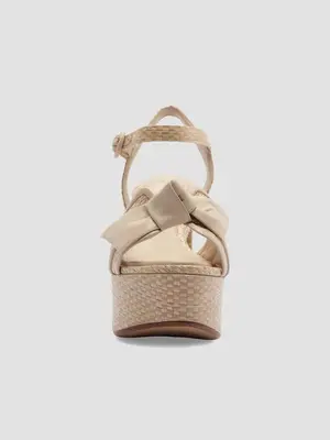 ALEXANDRE BIRMAN Maxi Clarita Flare 120mm Raffia & Leather Platform Sandals
