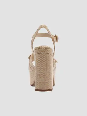ALEXANDRE BIRMAN Maxi Clarita Flare 120mm Raffia & Leather Platform Sandals