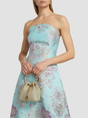 Rickie Freeman For Teri Jon Floral Jacquard Strapless Gown
