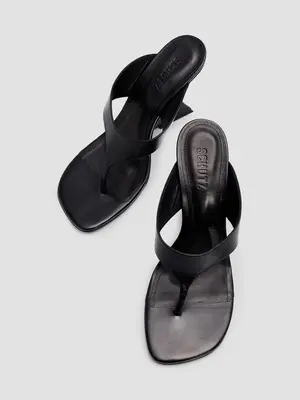 Schutz Maya 90mm Leather Sandals - Black