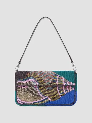Staud Timmy Beaded Convertible Shoulder Bag - Conch Shell