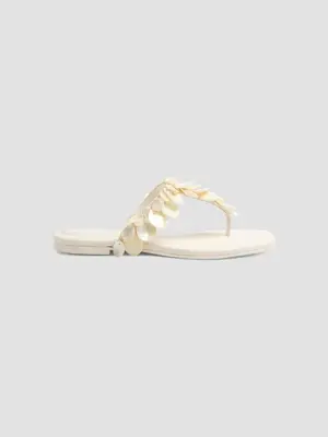 Simkhai Elin Shell-beaded Leather Sandals - Alabaster