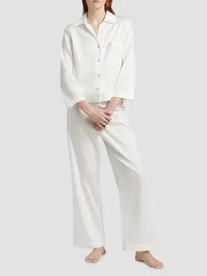 Natori Essentials Embroidered Cotton Sateen Pajamas