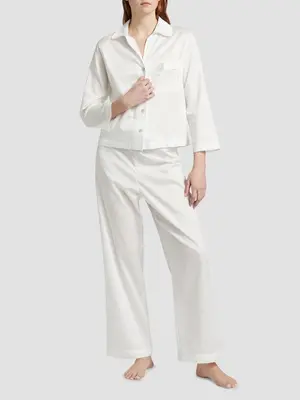 Natori Essentials Embroidered Cotton Sateen Pajamas