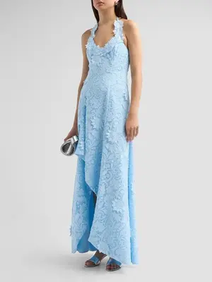 AS IT MAY Avira Laser-cut Lace Halter Gown