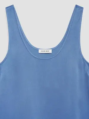 ANINE BING Lea Double-face Silk Charmeuse Tank - Blue