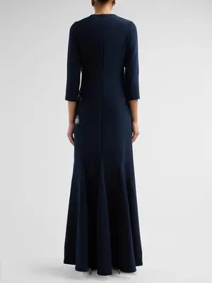 Rickie Freeman For Teri Jon Embellished Godet Crepe Gown