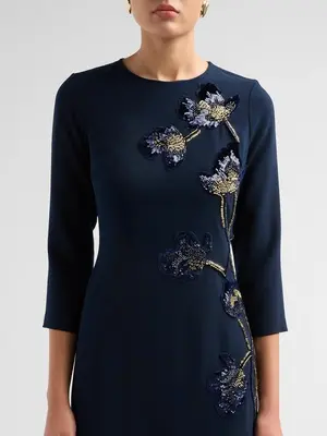 Rickie Freeman For Teri Jon Embellished Godet Crepe Gown