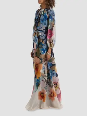 Rickie Freeman For Teri Jon Floral Chiffon Maxi Gown