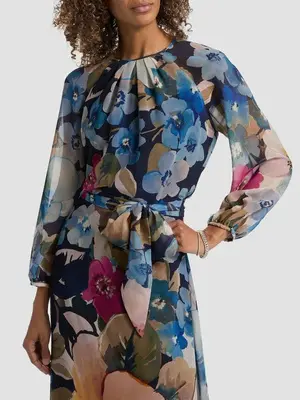 Rickie Freeman For Teri Jon Floral Chiffon Maxi Gown