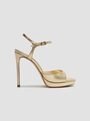 Schutz Scarlett 115mm Leather Platform Sandals - Platinum