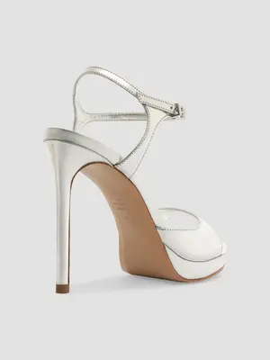 Schutz Scarlett 115mm Leather Platform Sandals - Silver