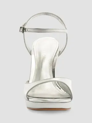Schutz Scarlett 115mm Leather Platform Sandals - Silver