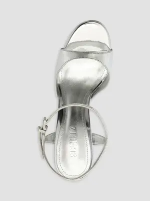 Schutz Scarlett 115mm Leather Platform Sandals - Silver