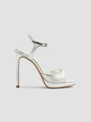 Schutz Scarlett 115mm Leather Platform Sandals - Silver